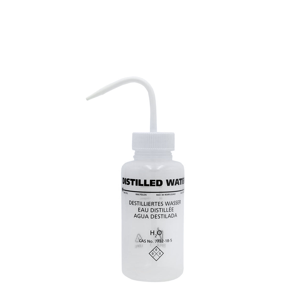 Wash Bottle, Wide Neck, Non-Venting, Printed 'Deionised/Distilled Wate ...